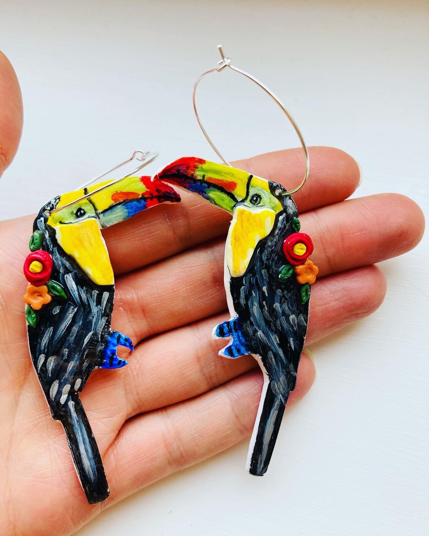 Animal Earring/ Toucan Earring/ Polymer Clay Animal Earrings/ - Etsy