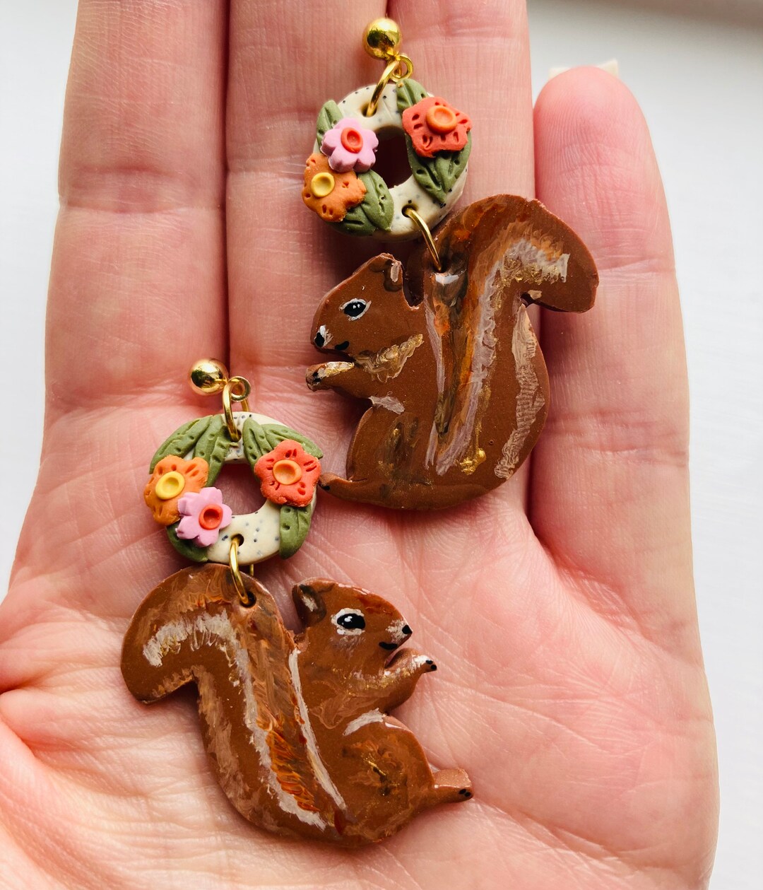 Squirrel Earrings// Animal Earrings// Polymer Clay Earrings// Autumn ...