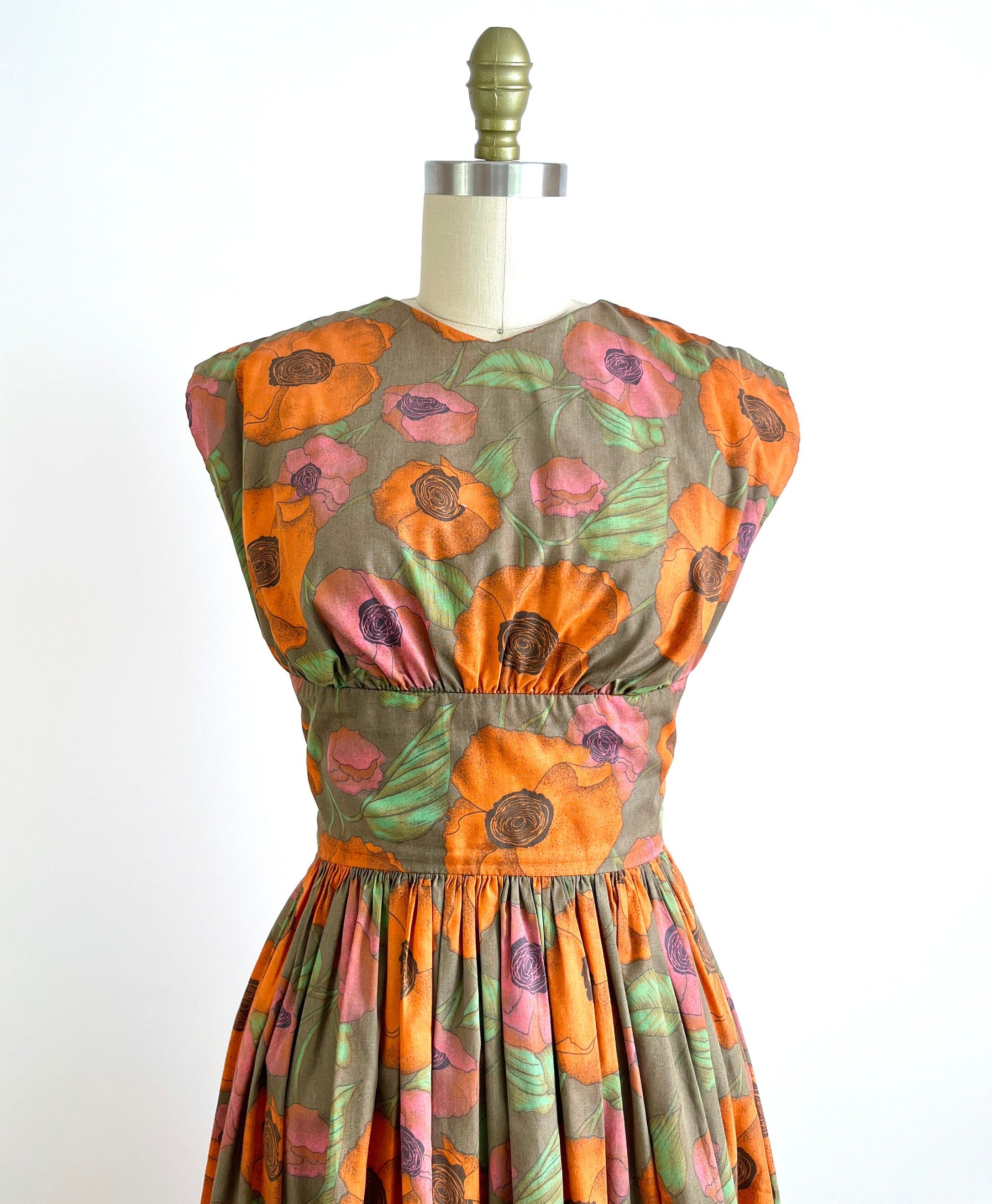 1950's Vintage Poppy Print Dress by Jonathan Logan - 50's Fit & Flare ...