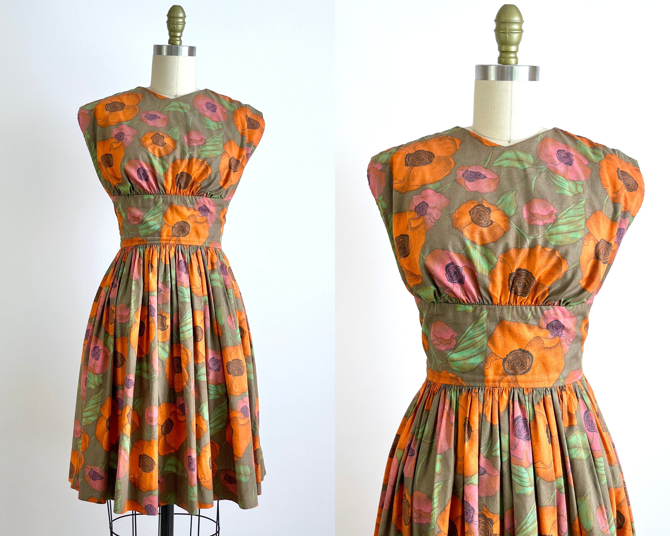 1950's Vintage Poppy Print Dress by Jonathan Logan - 50's Fit & Flare ...