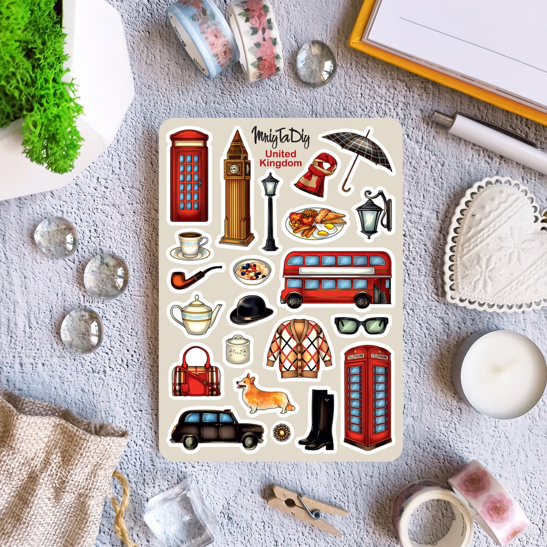 Sticker Sheet United Kingdom. Bullet Journal Stickers, Planner Stickers ...