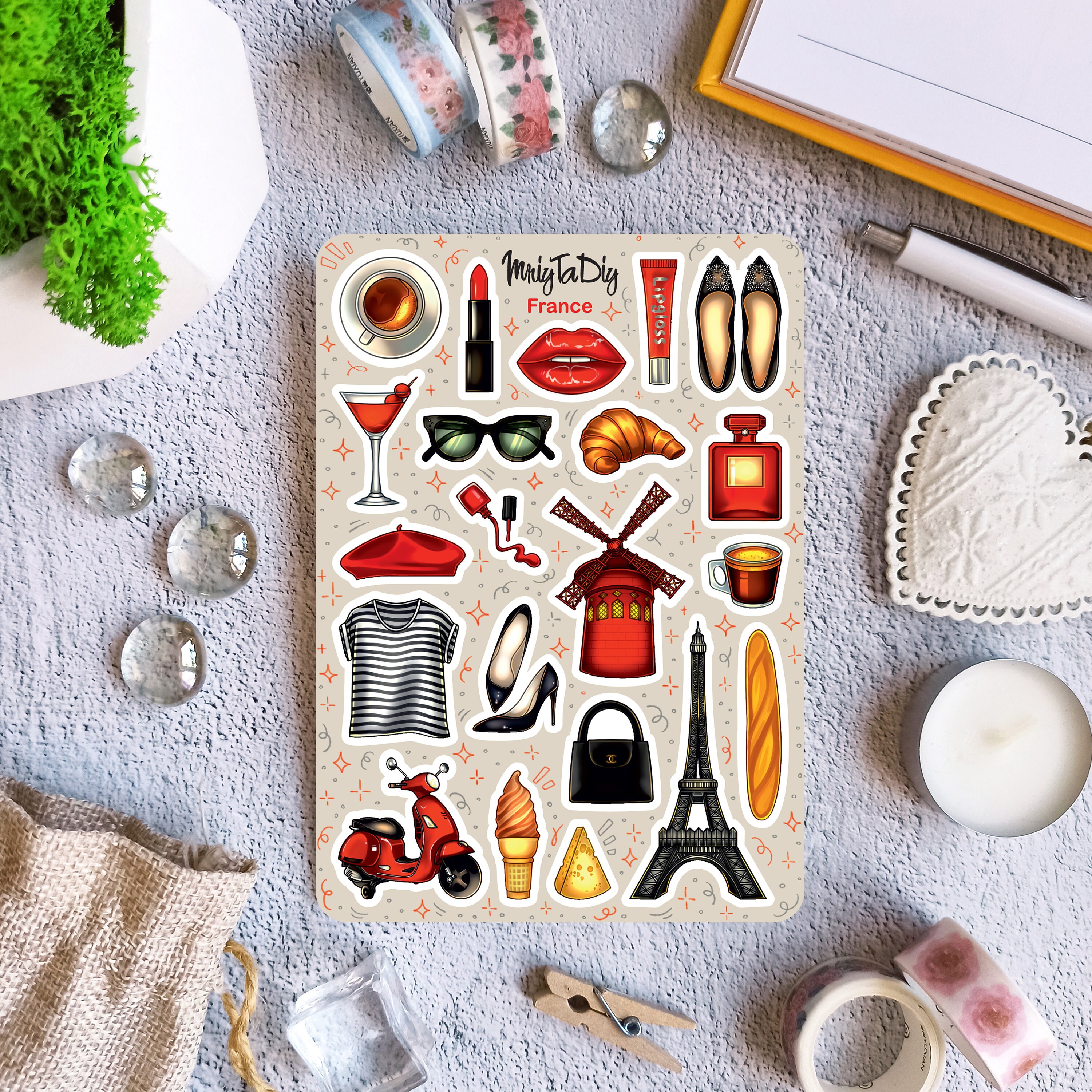 Sticker Sheet France. Bullet Journal Stickers, Planner Stickers ...
