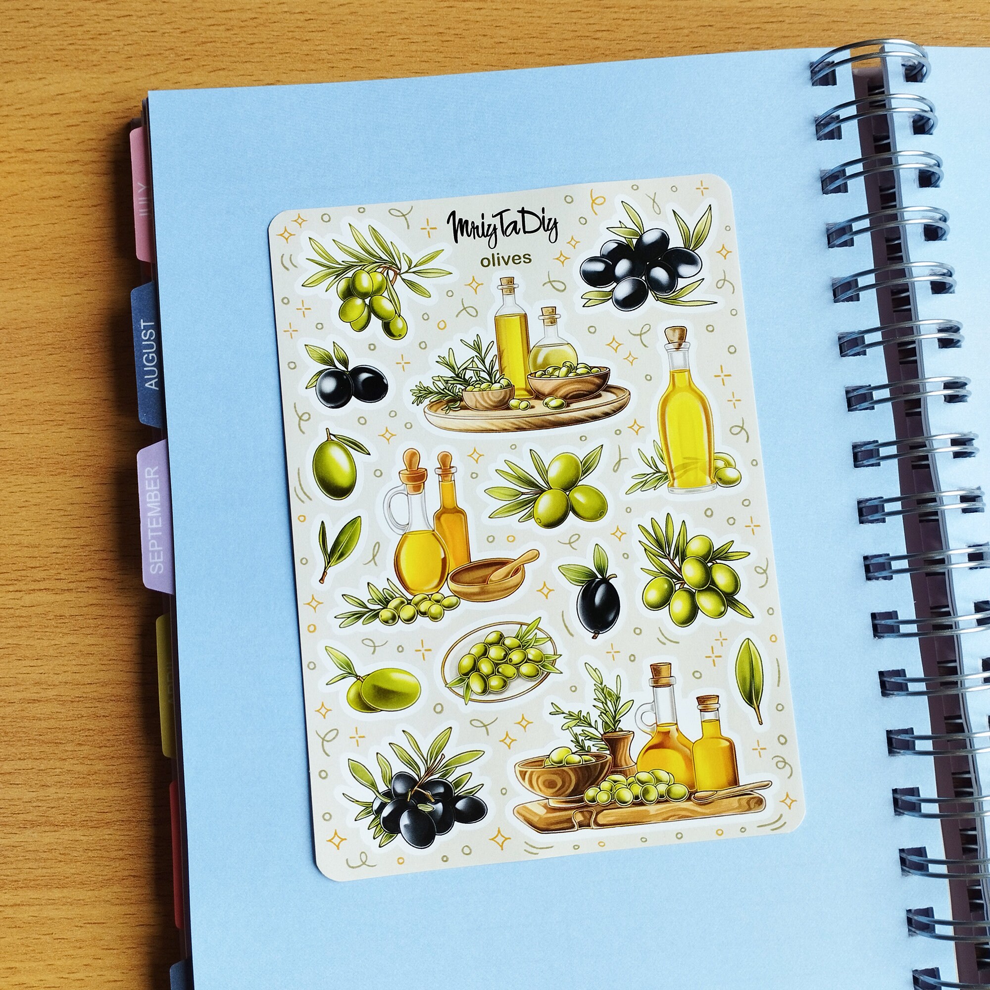 Olive Stickers – Mediterranean Olive and Oil Sticker Sheet for ...