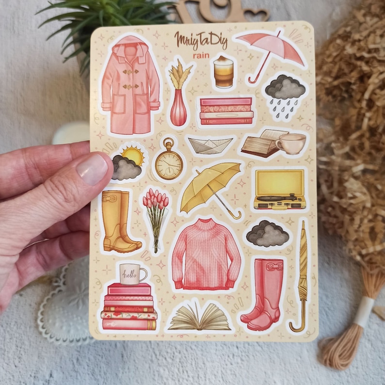 Sticker Sheet Rain. Bullet Journal Stickers Planner - Etsy