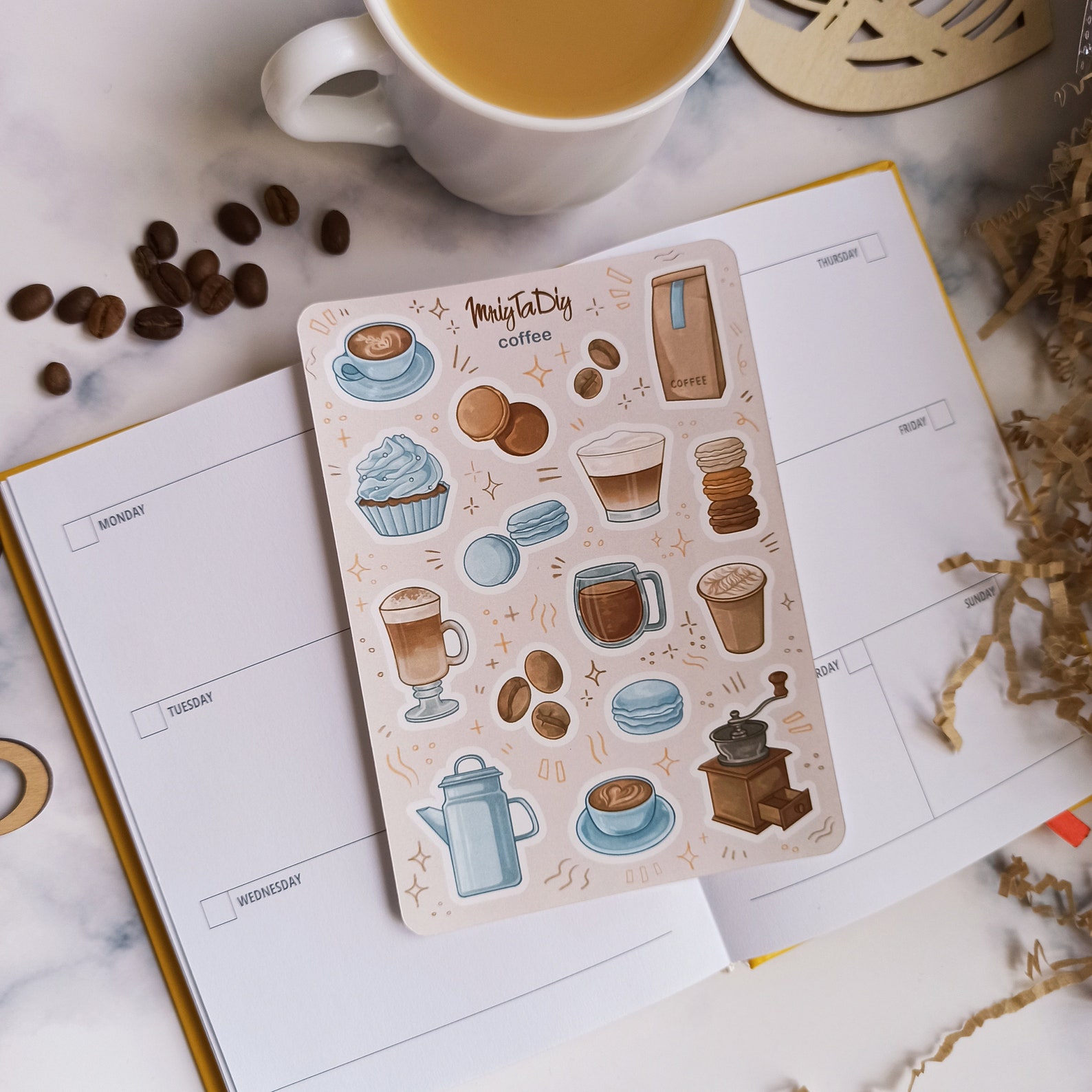 Sticker Sheet Coffee. Bullet Journal Stickers Planner - Etsy