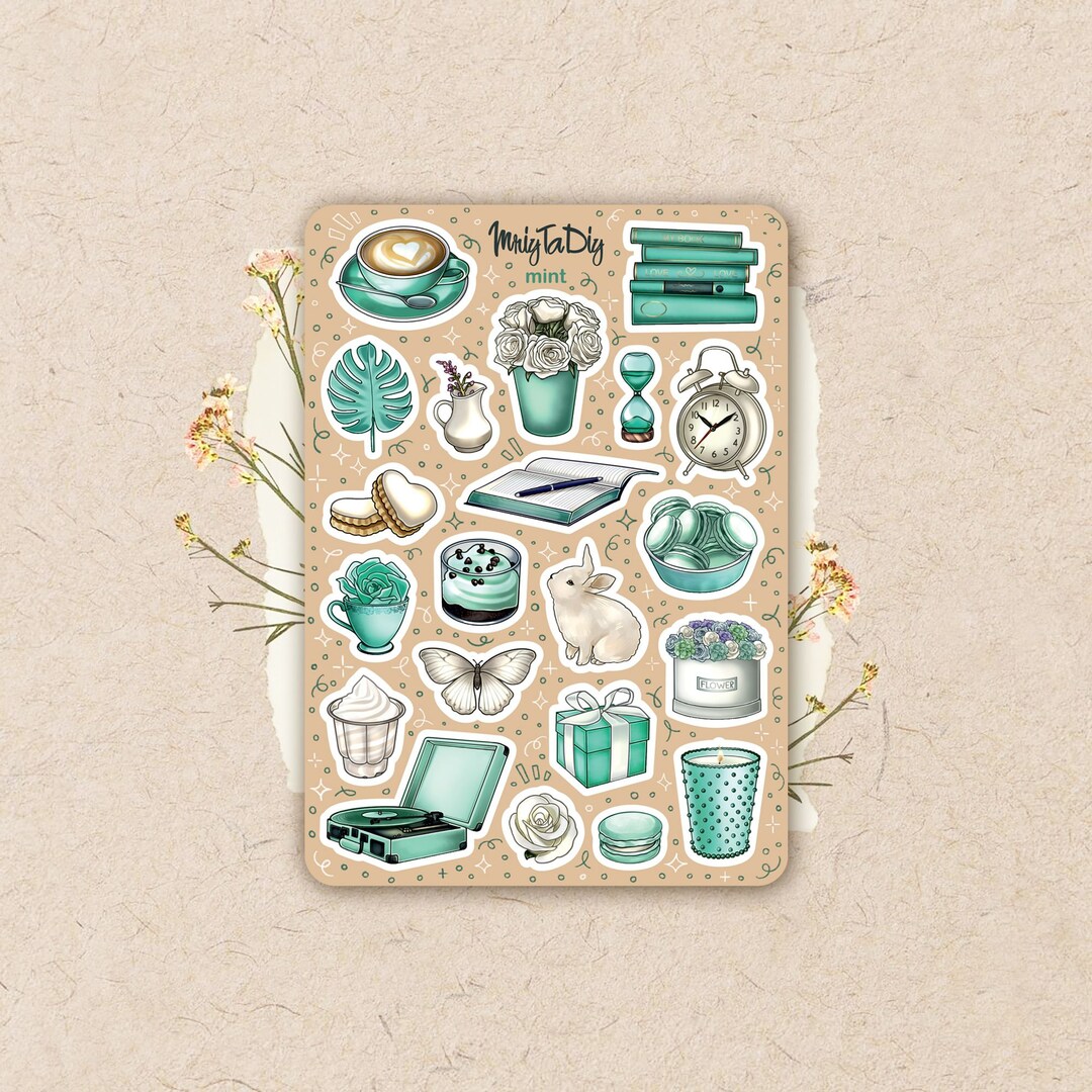 Sticker Sheet – Mint. Bullet Journal Stickers, Planner Stickers ...