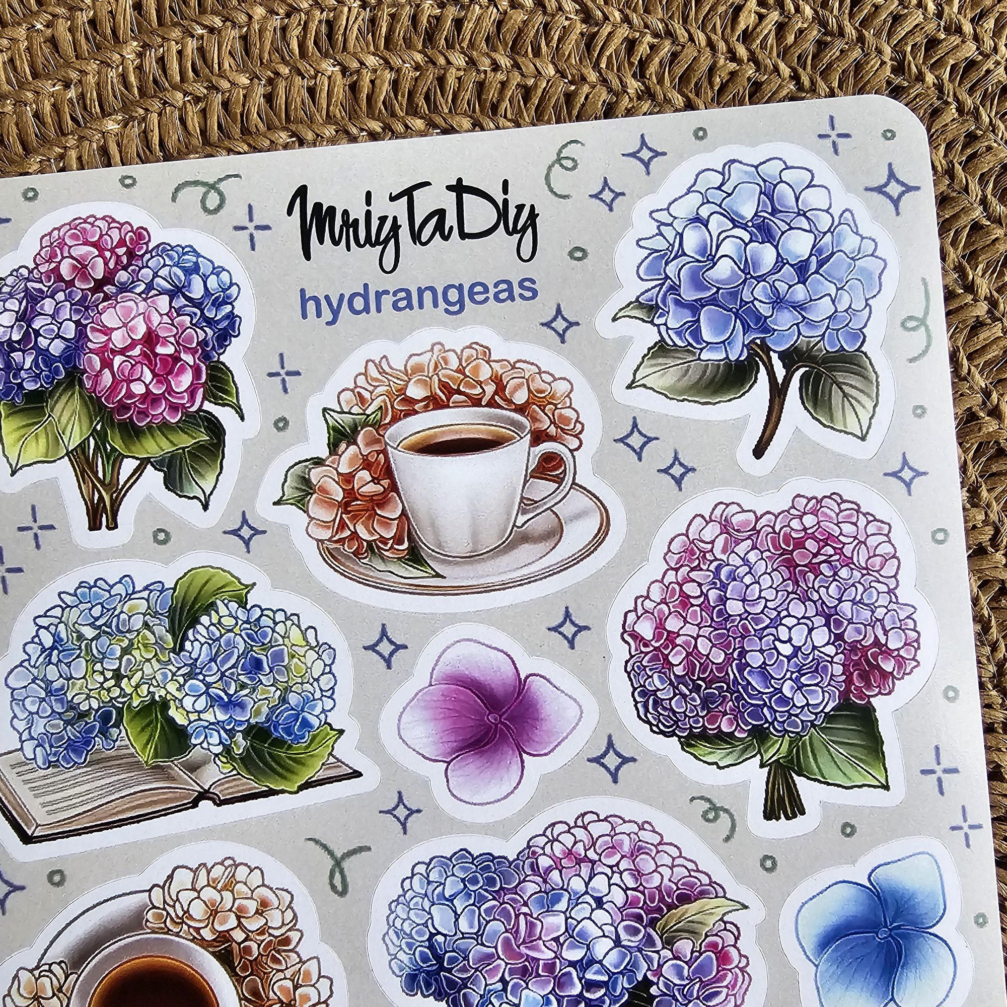 Sticker Sheet Hydrangeas. Flowers, Bouquet, Botany, Bullet Journal ...
