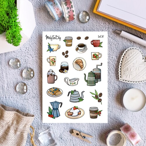 Sticker Sheet Coffee. Bullet Journal Stickers Planner - Etsy
