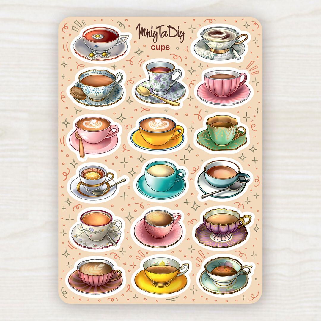 Sticker Sheet – Cups. Bullet Journal Stickers, Planner Stickers ...