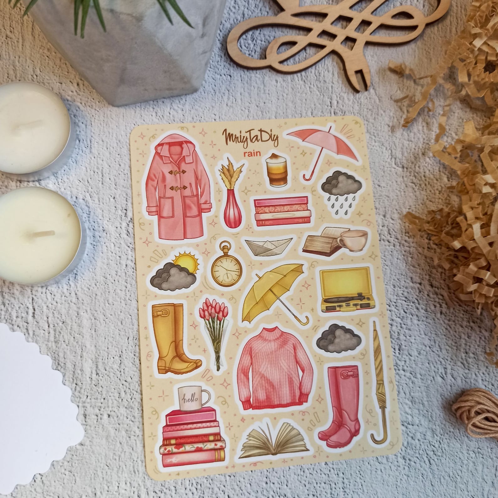Sticker Sheet Rain. Bullet Journal Stickers Planner - Etsy