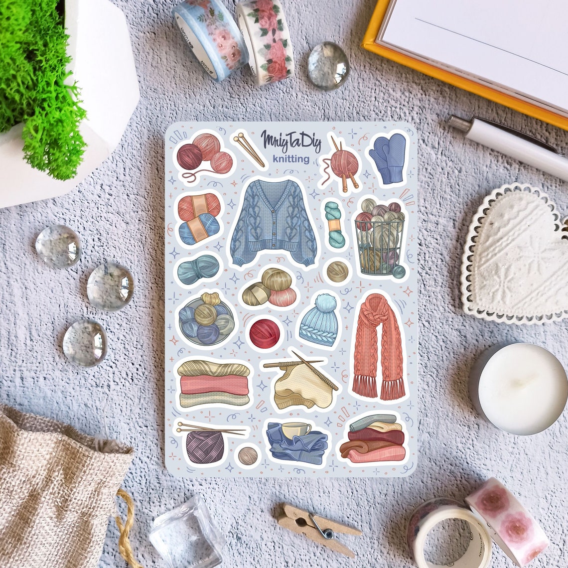 Sticker Sheet Knitting. Bullet Journal Stickers Planner - Etsy