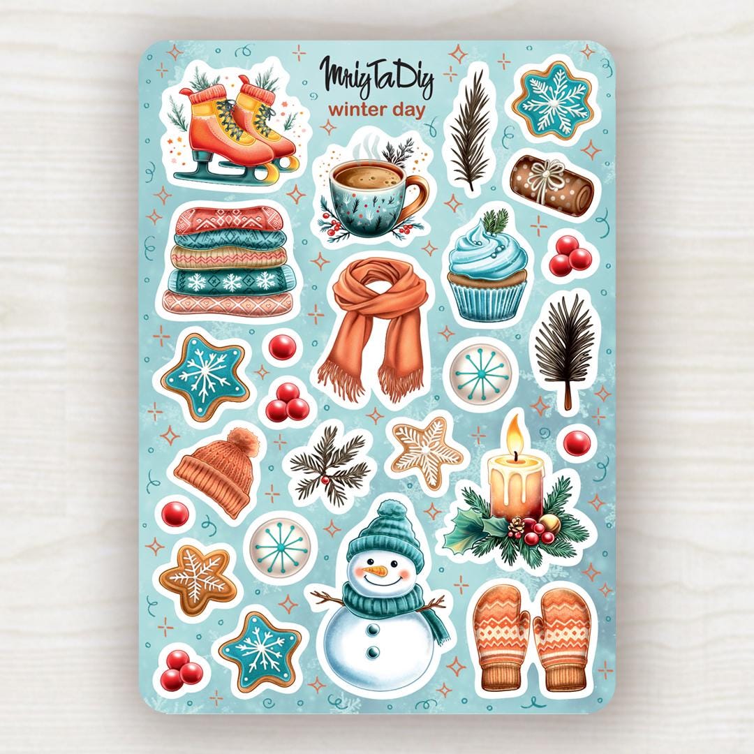 Winter Day Stickers – Cozy Holiday Sticker Sheet for Planners, Journals ...