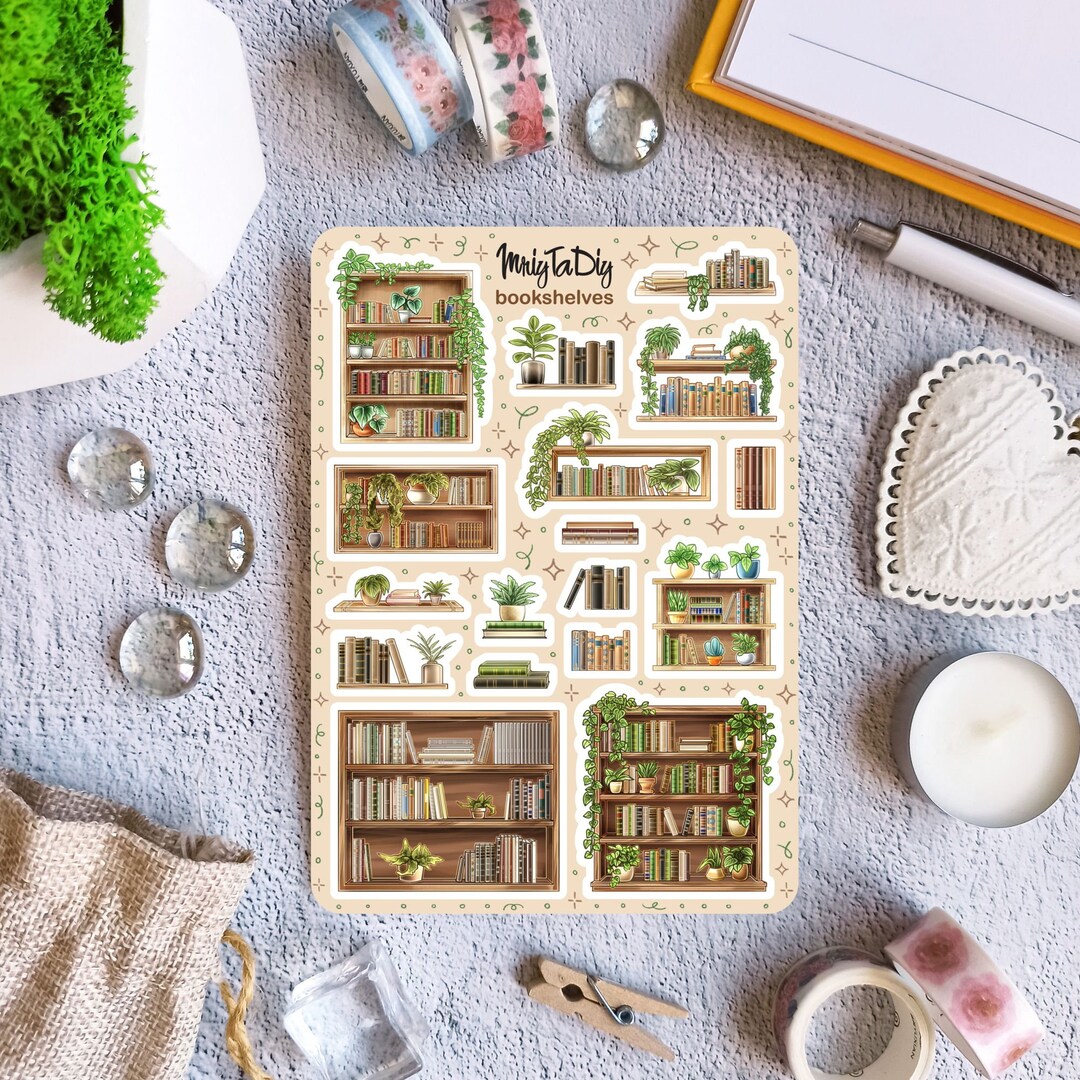 Sticker Sheet Bookshelves. Books, Reading, Bullet Journal Stickers ...