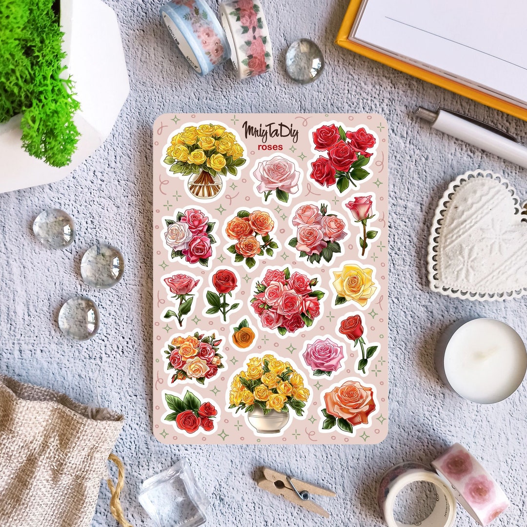 Sticker Sheet – Roses. Bullet Journal Stickers, Planner Stickers ...