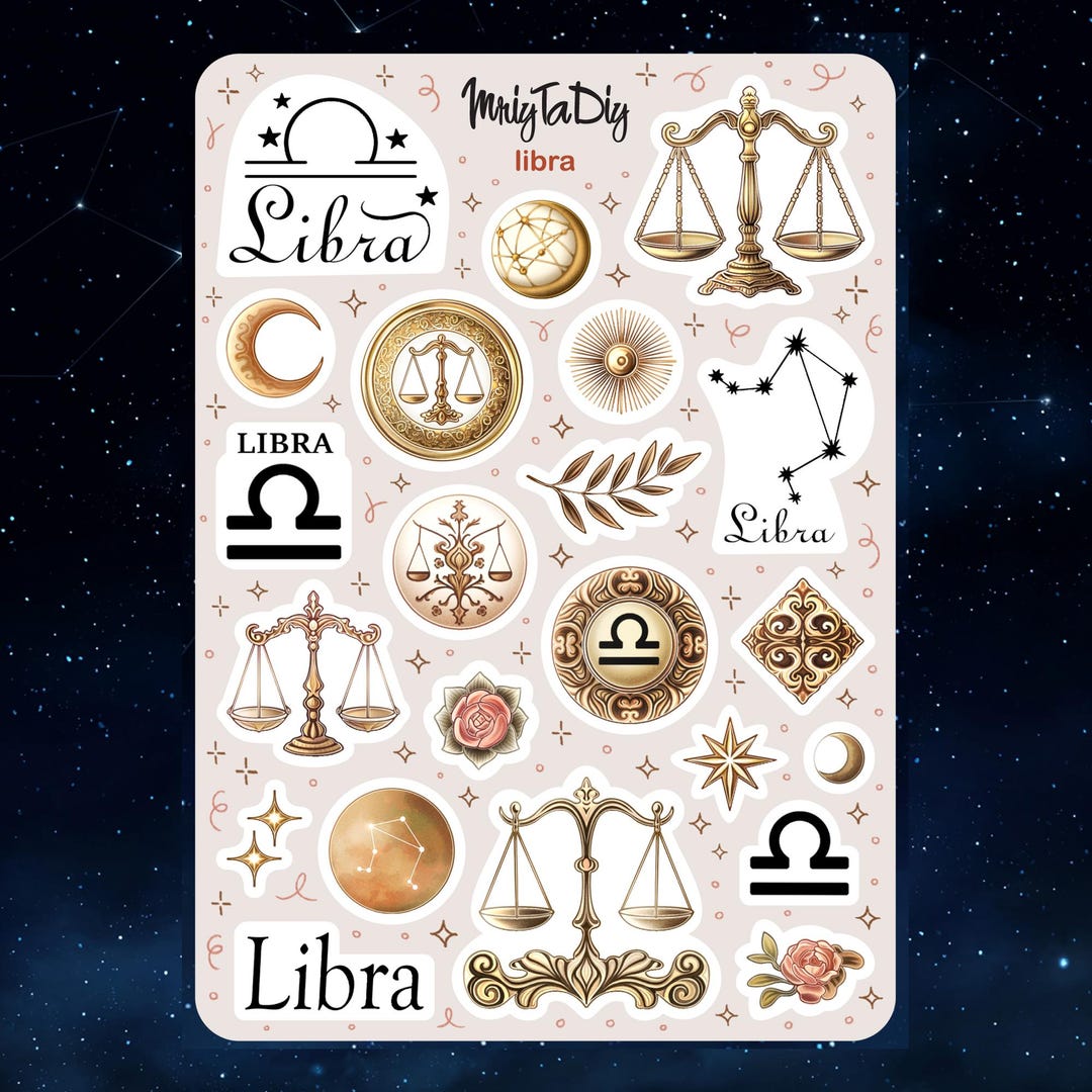 Libra Zodiac Stickers – Horoscope Astrology Sticker Sheet for ...