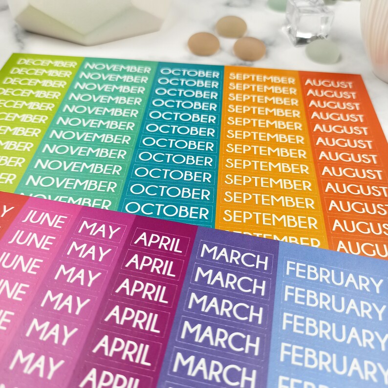 Date Cover Stickers, Month Name Stickers, Dates Sticker Pack, Date ...