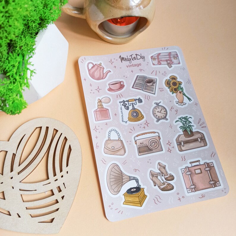 Sticker Sheet Vintage. Bullet Journal Stickers, Planner Stickers