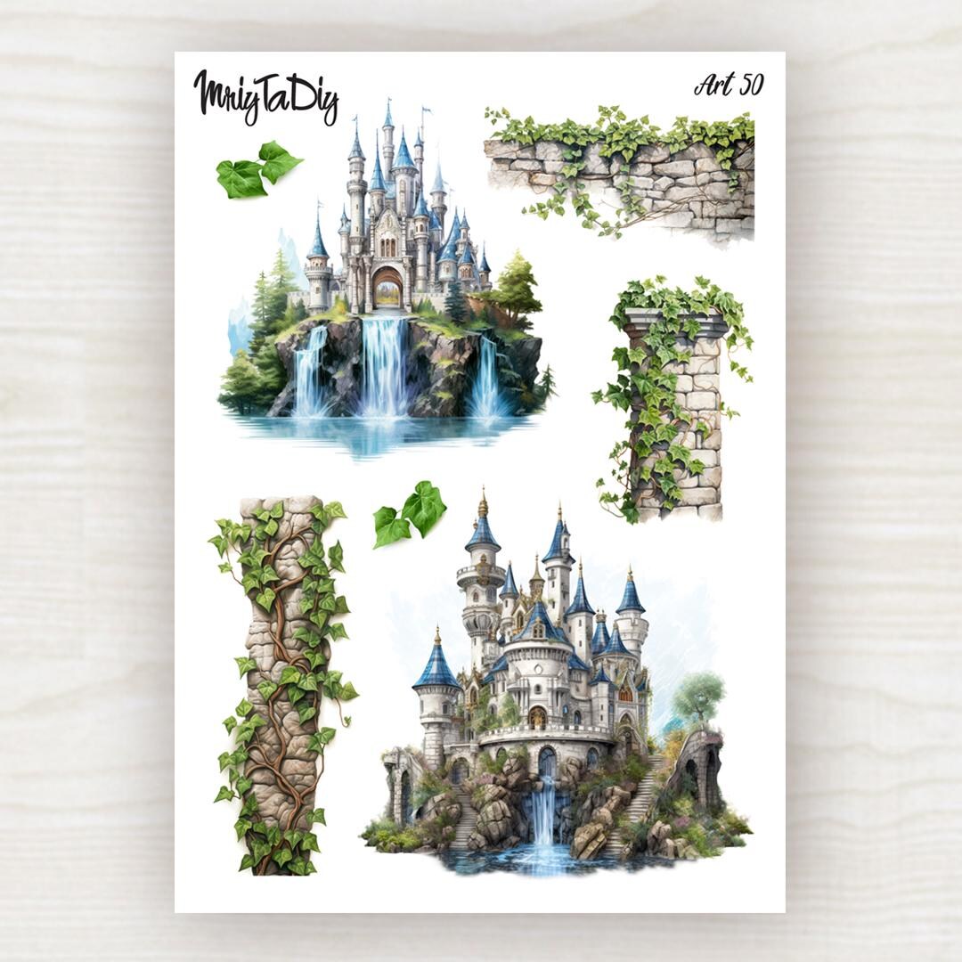 Fairytale Castle Stickers Sheet: Fantasy | for Scrapbooking, Journaling ...