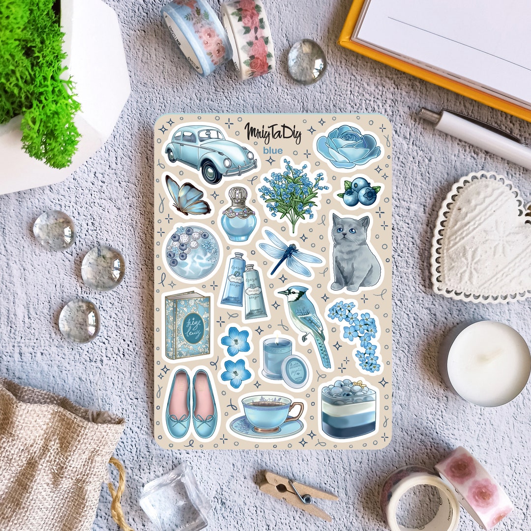 Sticker Sheet – Blue. Bullet Journal Stickers, Planner Stickers ...
