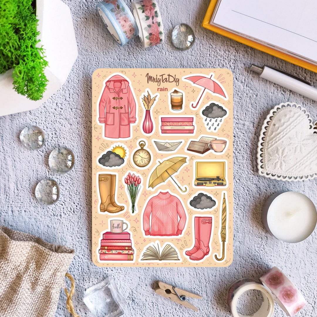Sticker Sheet Rain. Bullet Journal Stickers Planner - Etsy