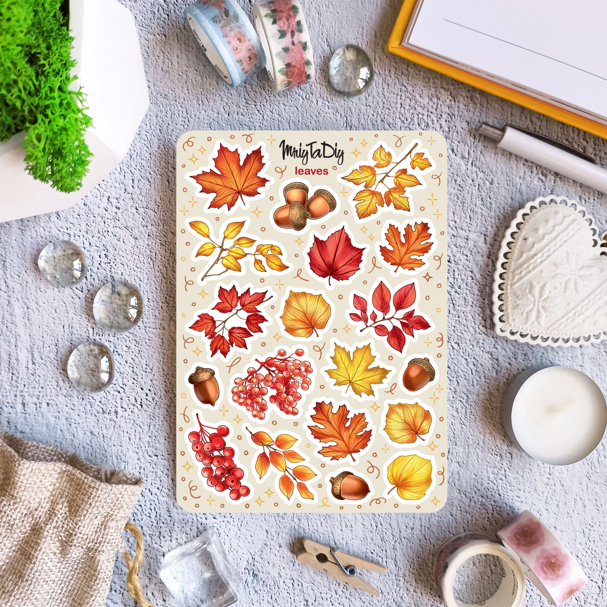 Sticker Sheet Leaves. Bullet Journal Stickers, Autumn, Planner Stickers ...