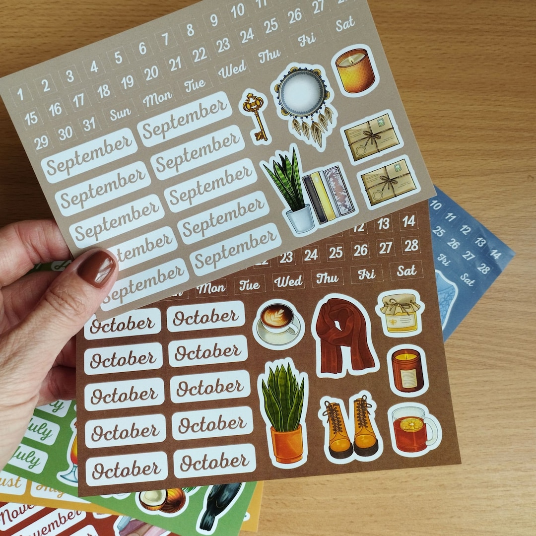 Date Cover Stickers, 12 Month Name Stickers, Dates Sticker Pack, Date ...