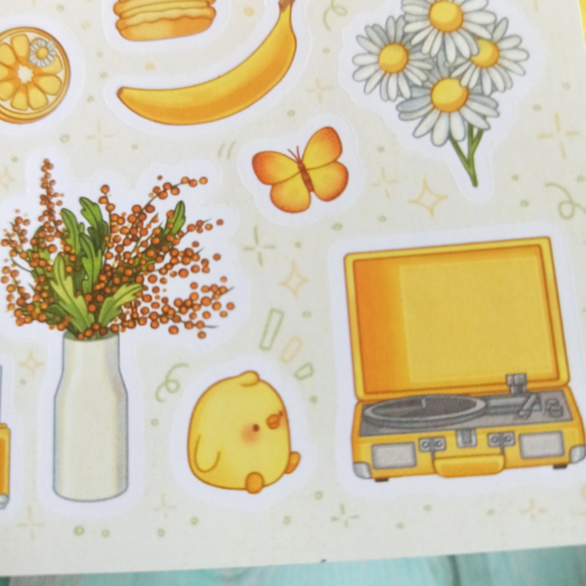 Sticker Sheet Yellow. Bullet Journal Stickers Planner | Etsy