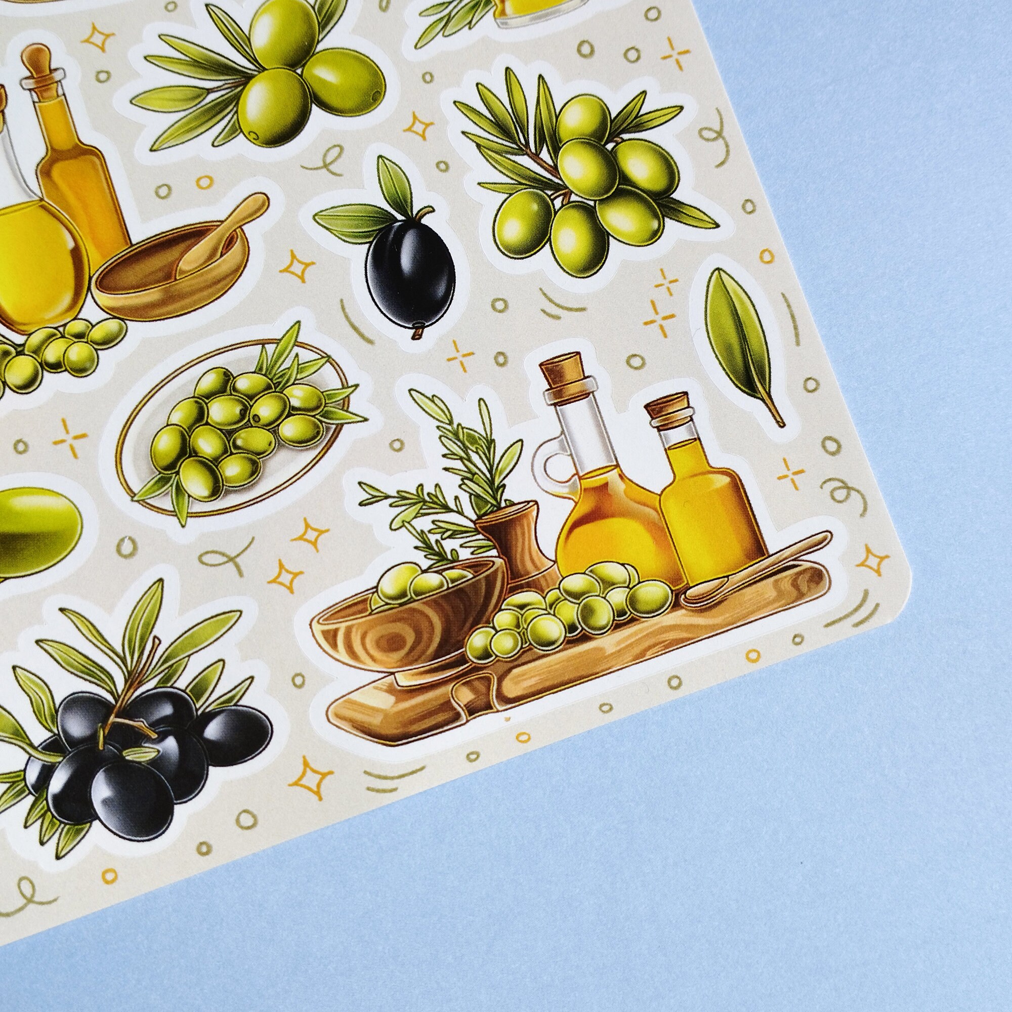 Olive Stickers – Mediterranean Olive and Oil Sticker Sheet for ...