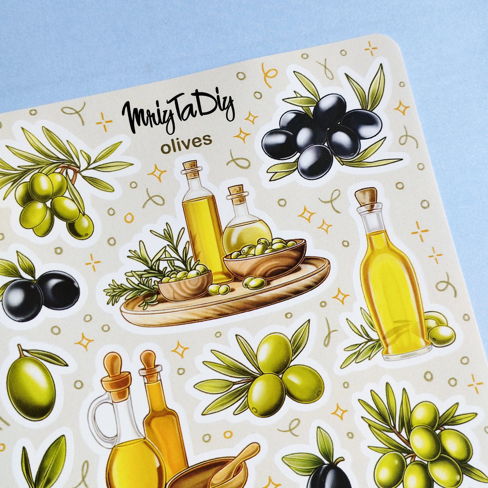 Olive Stickers – Mediterranean Olive and Oil Sticker Sheet for ...