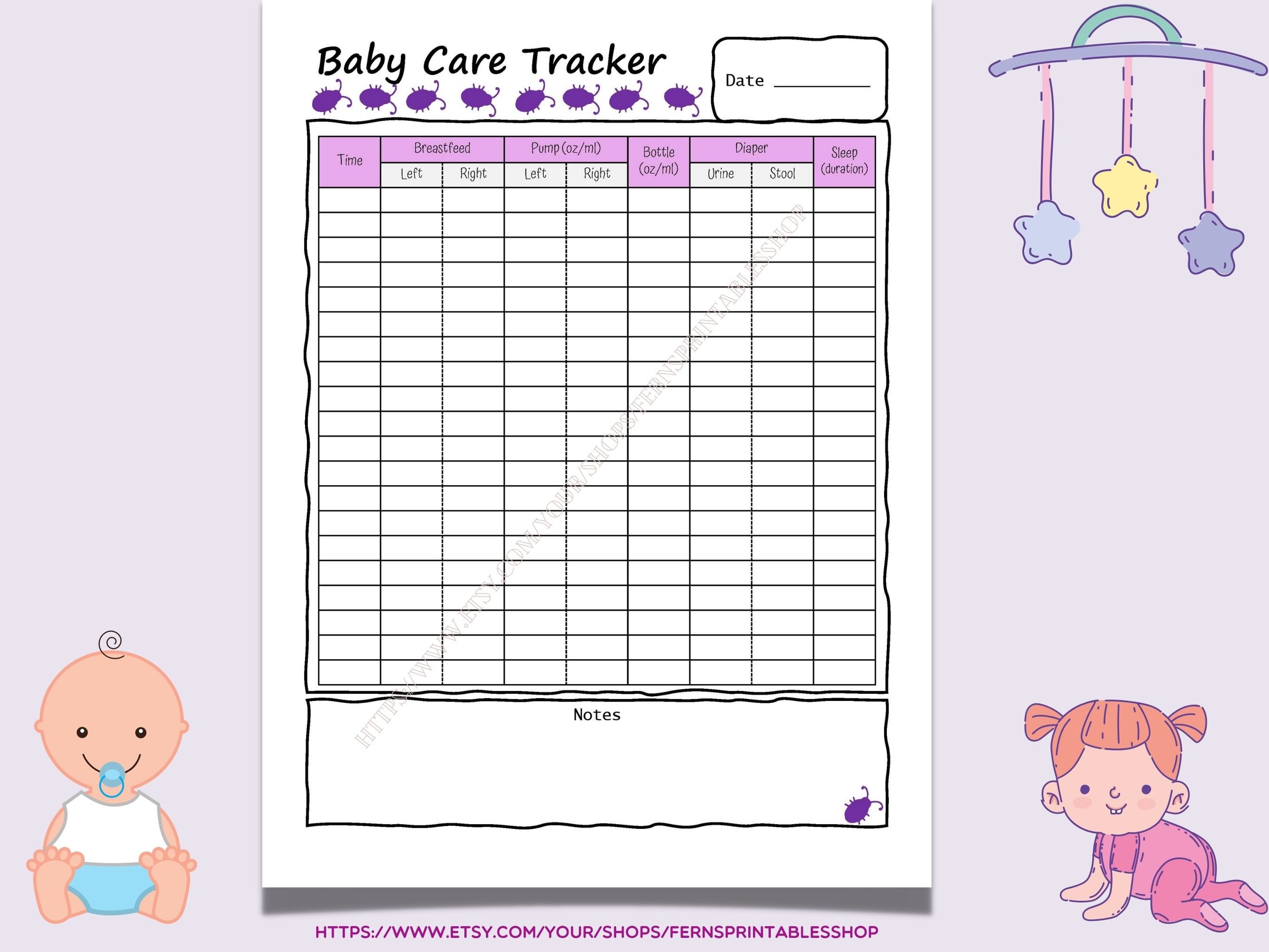 7 Printable Baby Care Progress Logs to Track Your Baby's Development ...