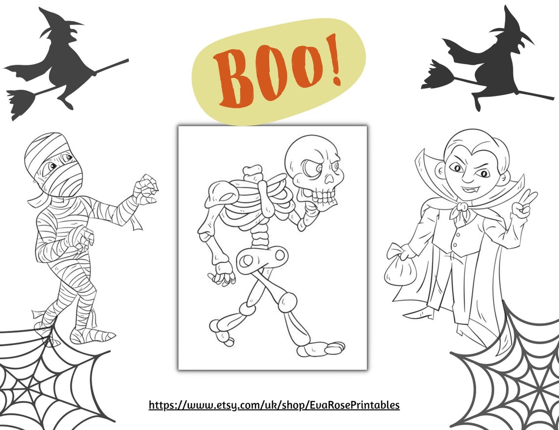 HALLOWEEN Coloring Pages for Adults & Kids 10 Scary Halloween Monsters ...