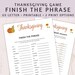 PRINTABLE Thanksgiving Party Game FINISH the PHRASE 2 Print Options ...