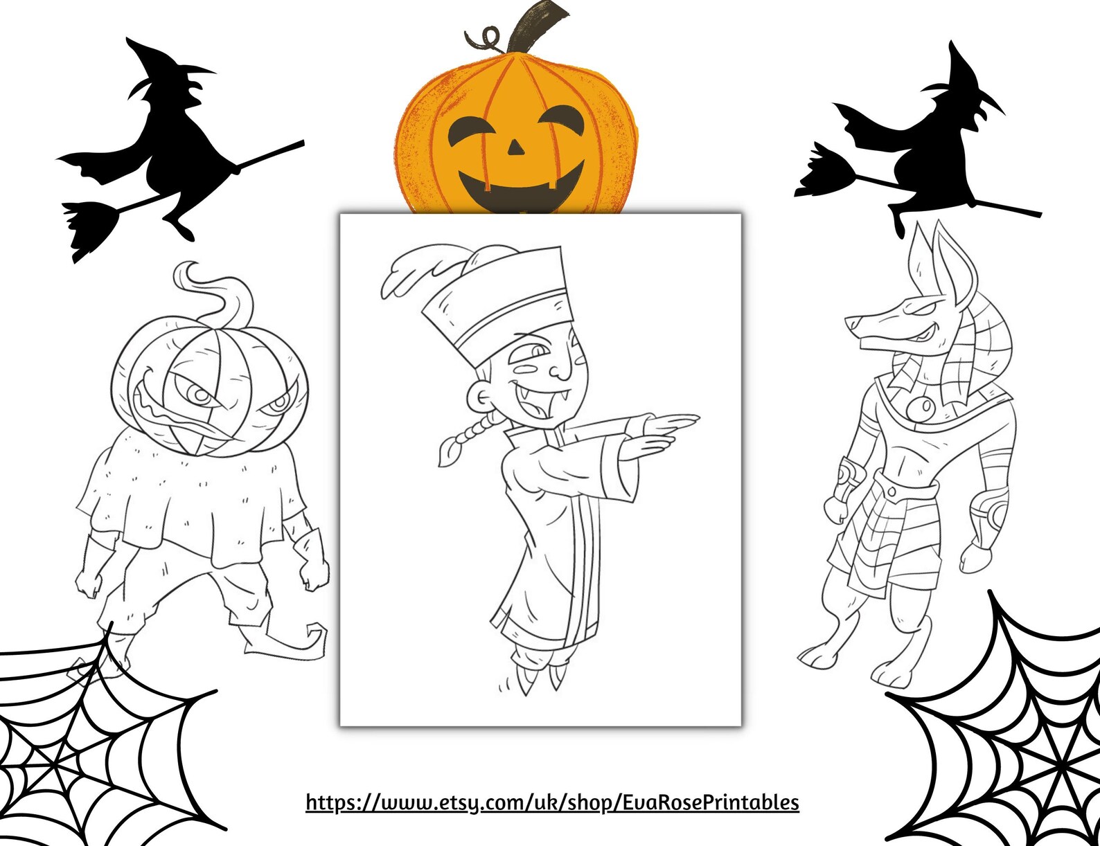 HALLOWEEN Coloring Pages for Adults & Kids 10 Scary Halloween Monsters ...