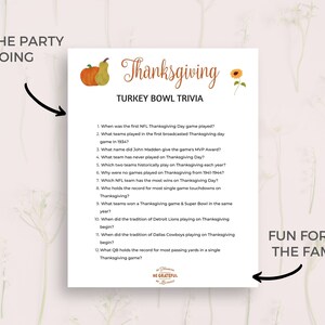PRINTABLE Thanksgiving Party Game TURKEY BOWL Trivia 2 Print Options ...