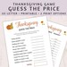 PRINTABLE Thanksgiving Party Game GUESS the PRICE 2 Print Options ...