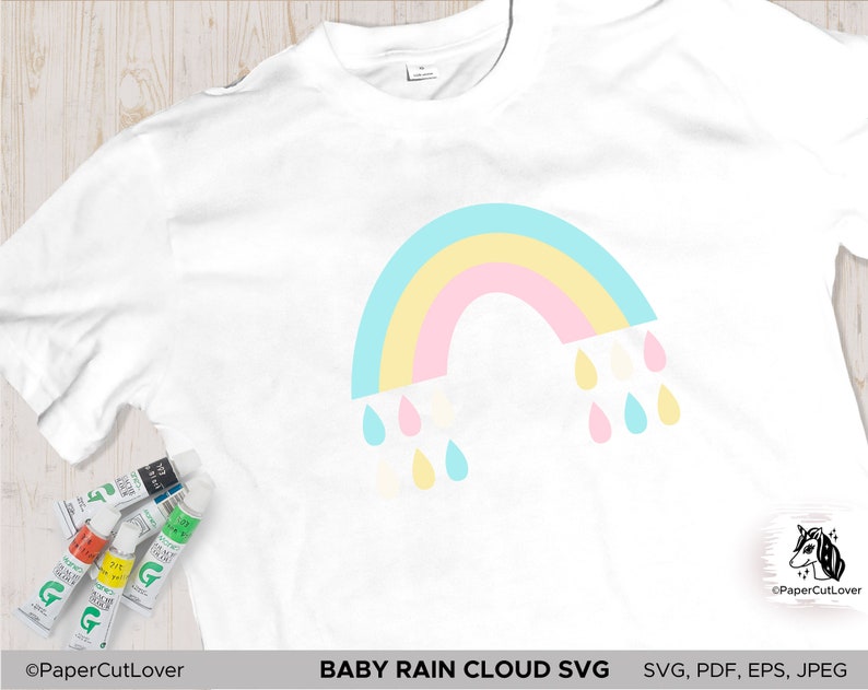 Baby Rain Cloud Svg Colorful Rain Drops Svg Rainbow Svg Baby | Etsy