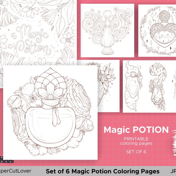 Coloring Page Potion Bottles - Etsy