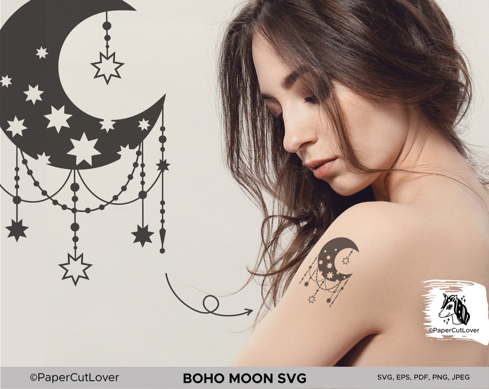 Boho Moon SVG Crescent Moon SVG Half Moon Svg Moon and Star Svg Night ...