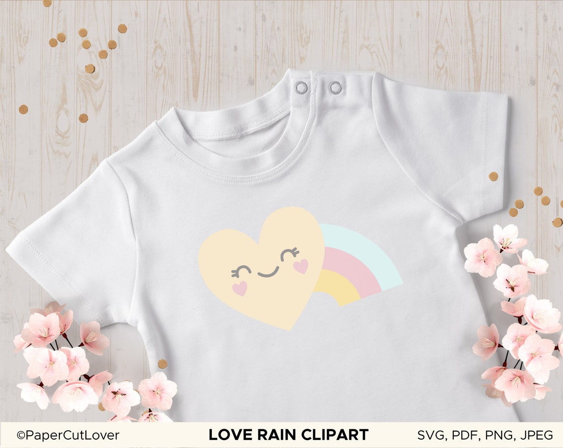 Love Rain Clipart Png Cute Cloud Svg Colorful Rain Drops Baby - Etsy