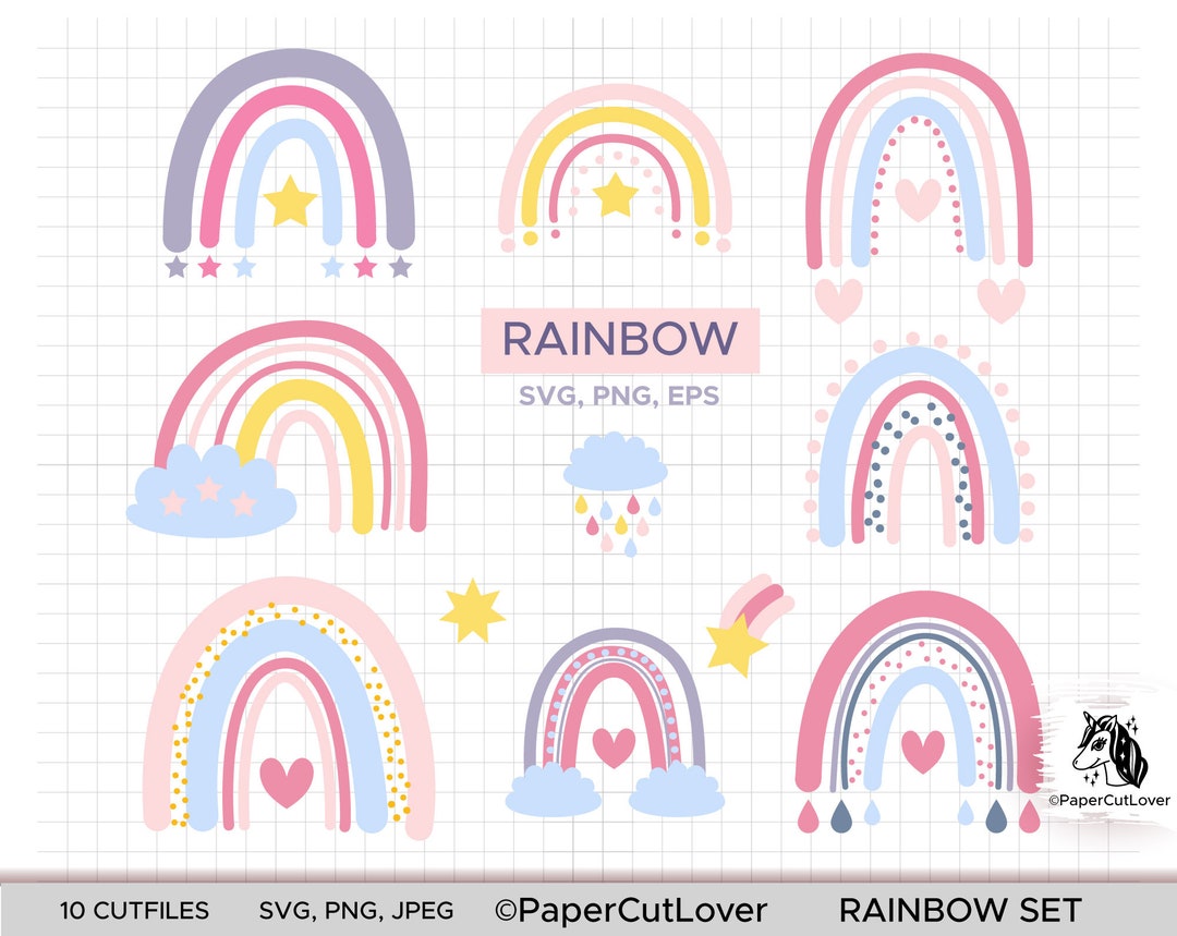 Digital Rainbow Clipart PNG Rainbow Bundle SVG, Rainbow Clipart Png - Etsy