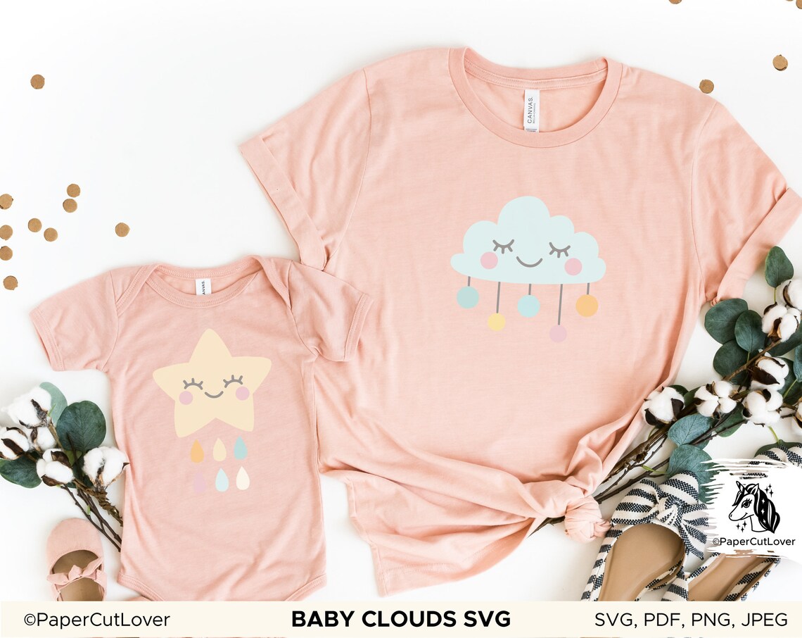 Baby Cloud Moon Svg Baby Star Svg Colorful Rain Drops Svg Baby - Etsy