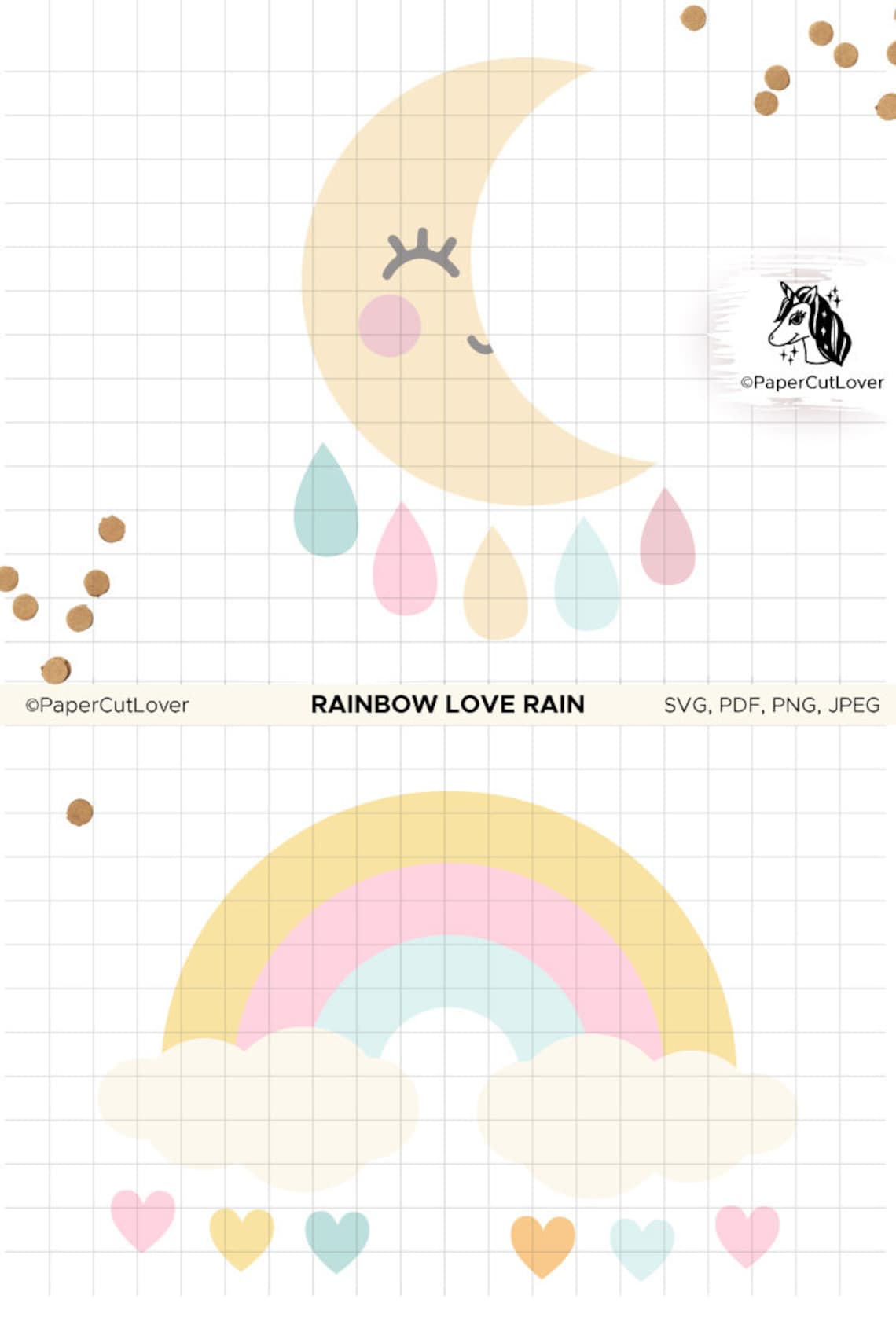 Love Rain Clipart Png Cute Cloud Svg Colorful Rain Drops Baby - Etsy