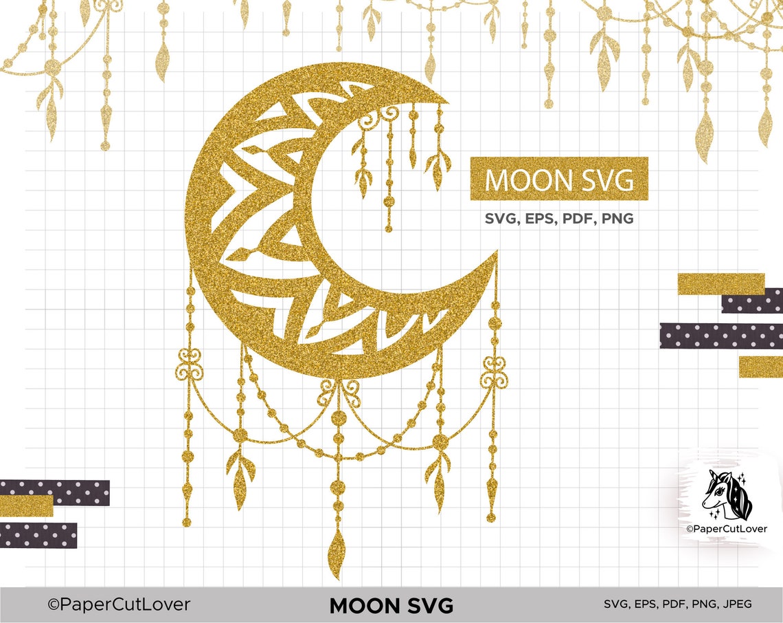 Moon SVG Crescent Moon SVG Half Moon Paper Cut Boho Svg - Etsy