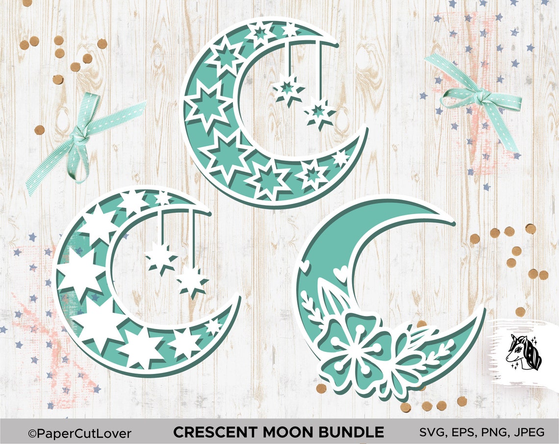 Crescent Moon Bundle SVG Moon SVG Half Moon Svg Moon With Star - Etsy