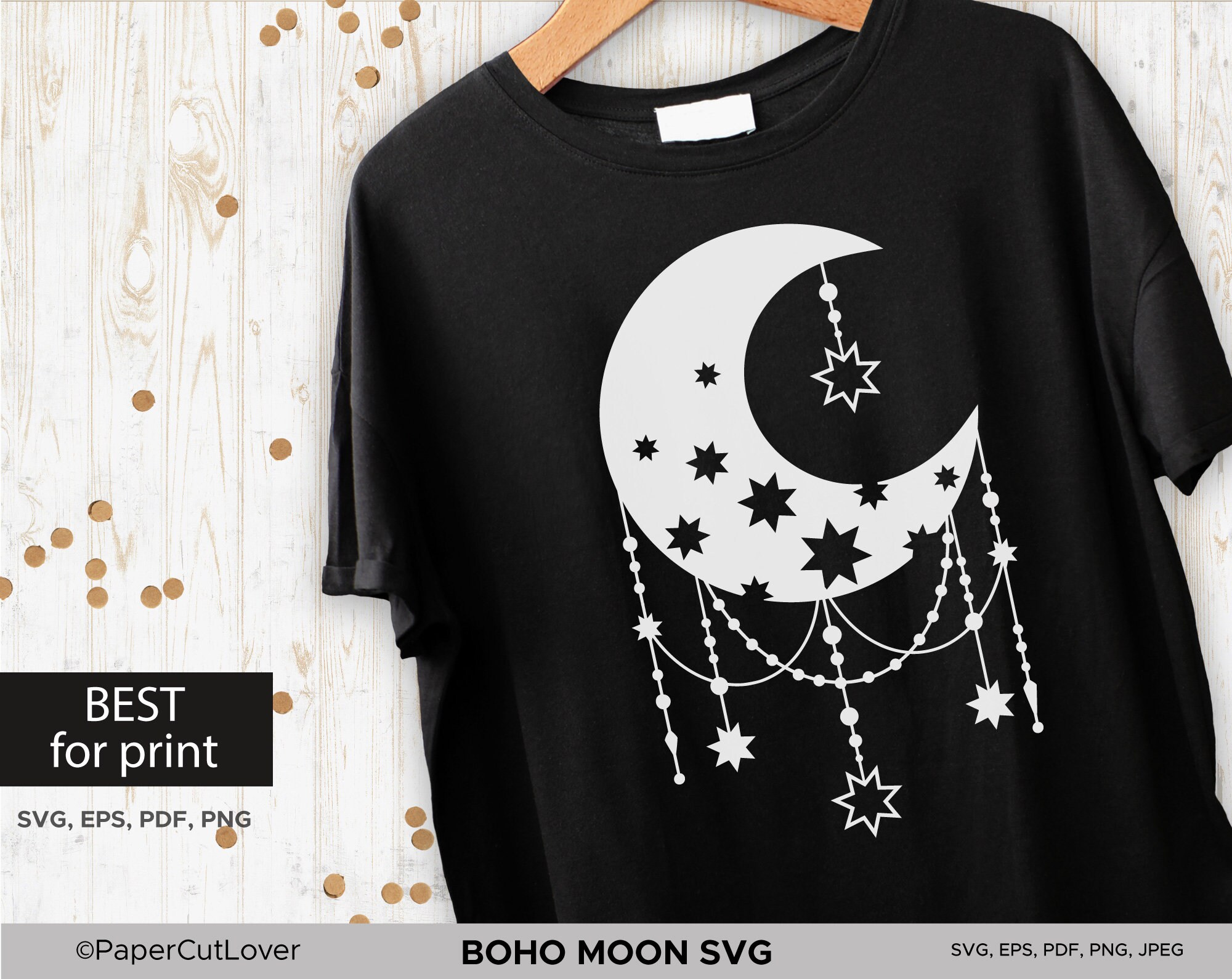 Boho Moon SVG Crescent Moon SVG Half Moon Svg Moon and Star Svg Night ...
