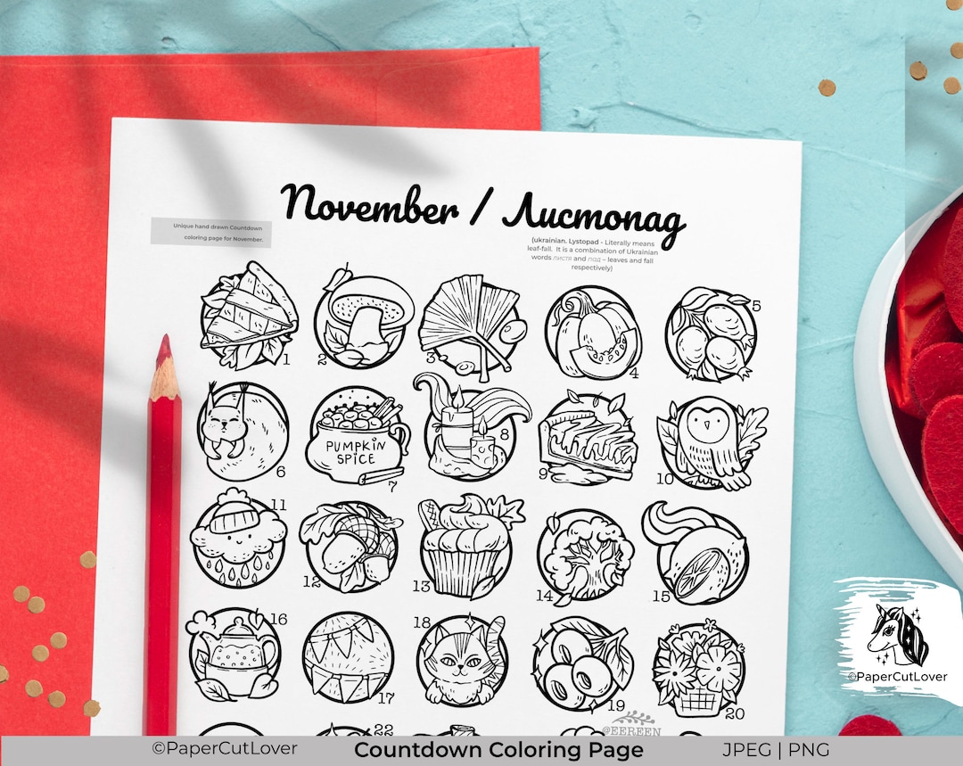 November Countdown Coloring Page | Printable Calendar to Color | Life ...