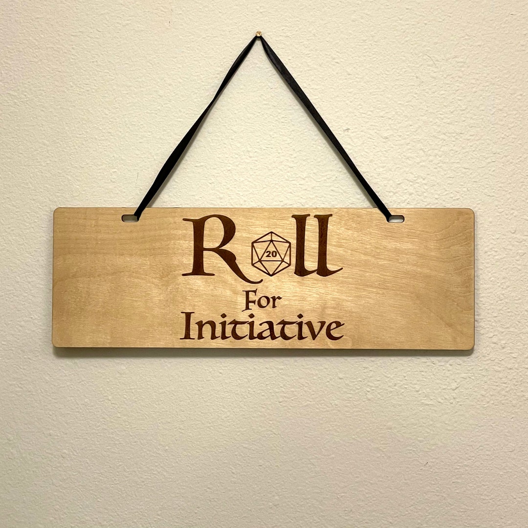 RPG Wall Art - D20 Roll Initiative Sign - Dungeons and Dragons - Geek ...
