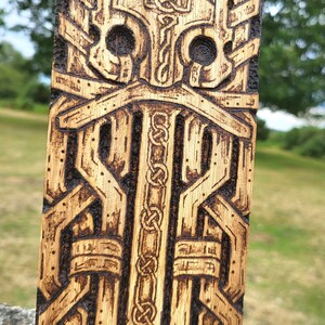 Thor God Post Runes Knotwork Celtic Style Viking Art Norse Pagan Wooden ...