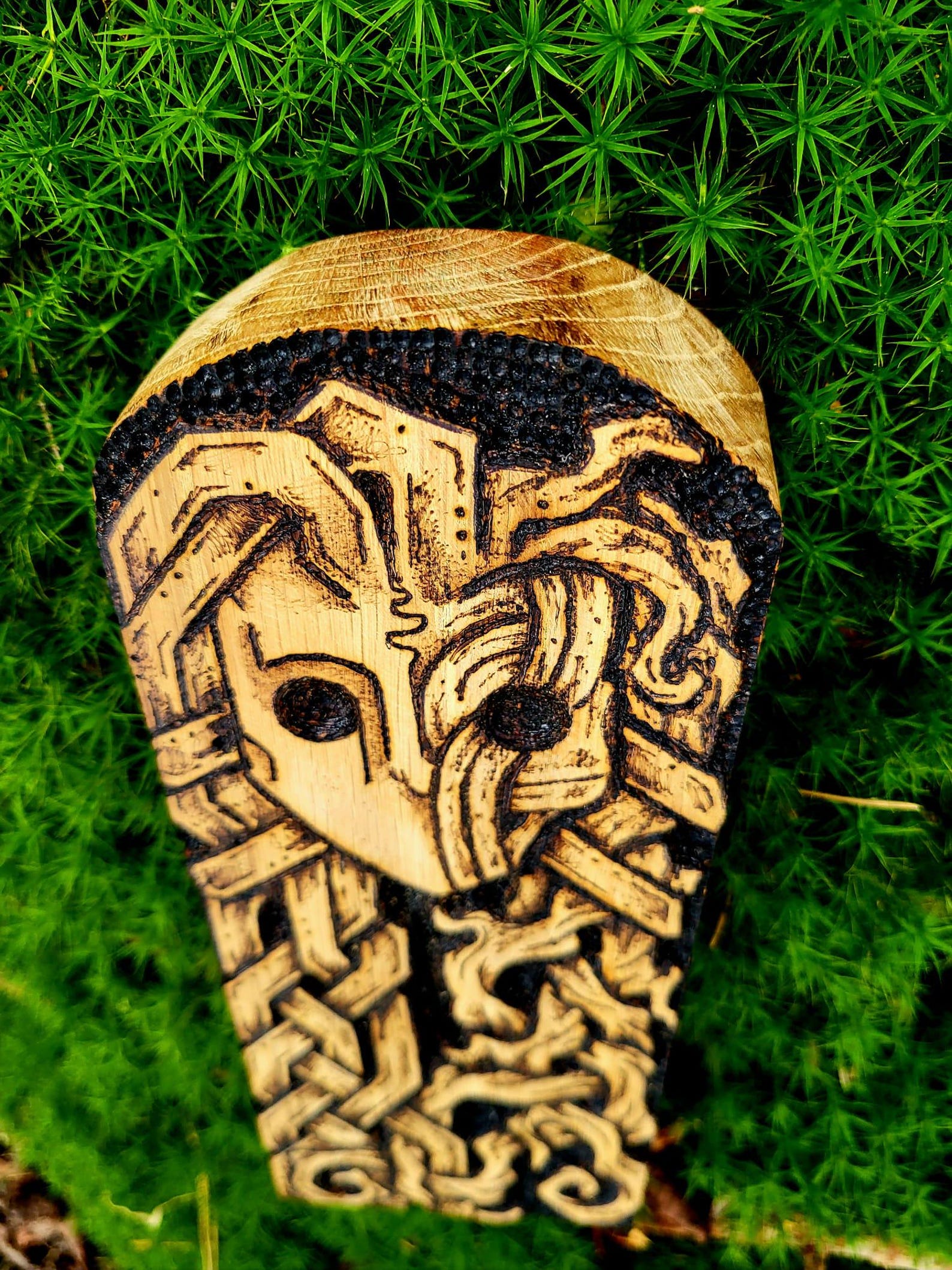 Hel God Post Runes Knotwork Celtic Style Viking Art Norse Pagan Wooden ...