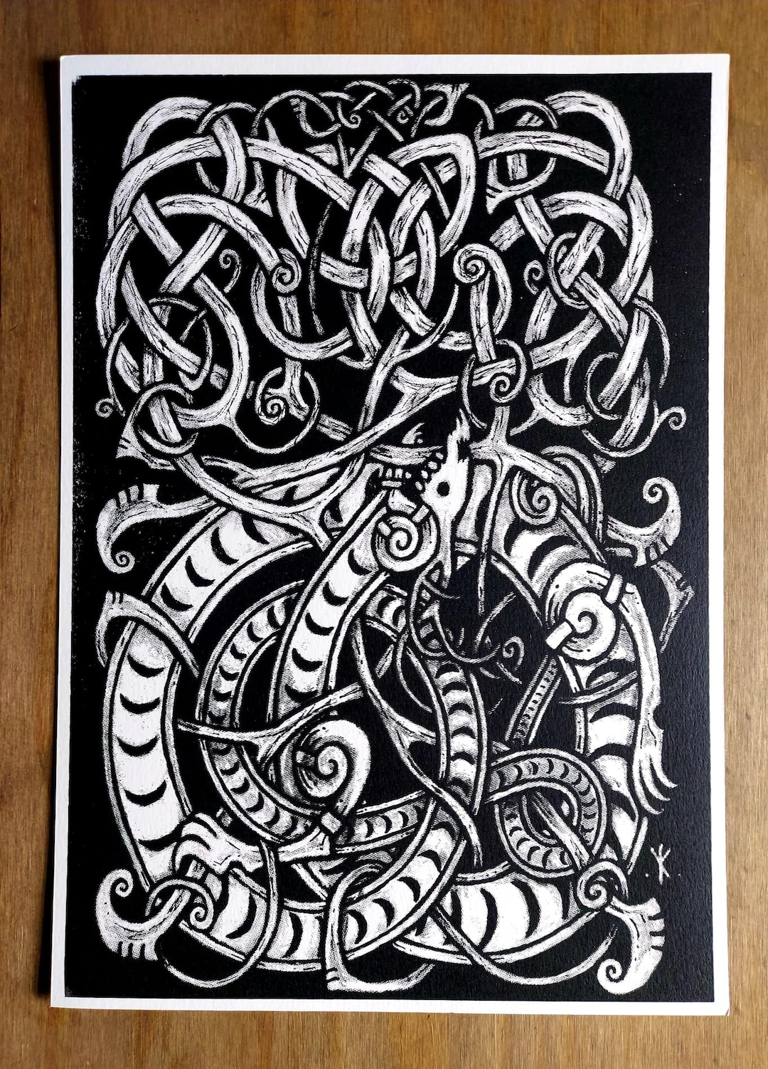 Níðhöggr Print Yggdrasil Dragon Serpent Urne Viking Norse Style Print ...